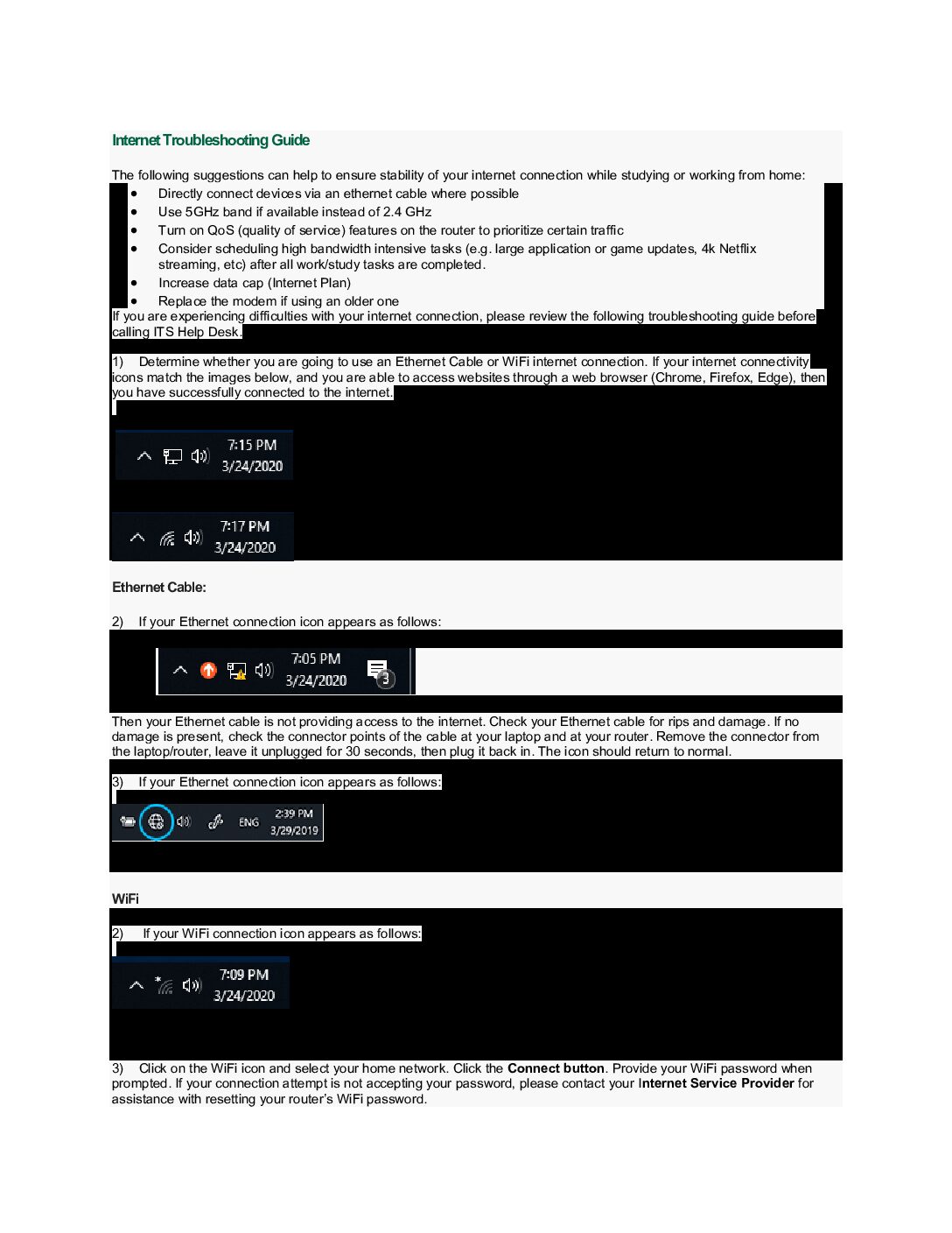 Internet Troubleshooting Guide - ITS