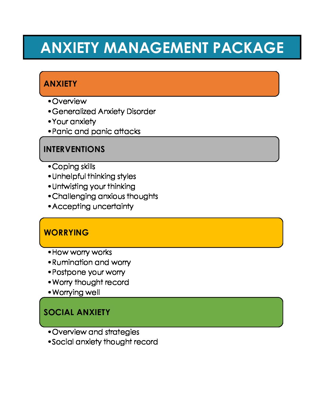 Anxiety Management Package - Pembroke Campus