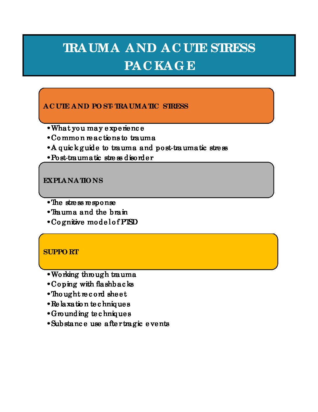 Trauma and Acute Stress Package - Pembroke Campus