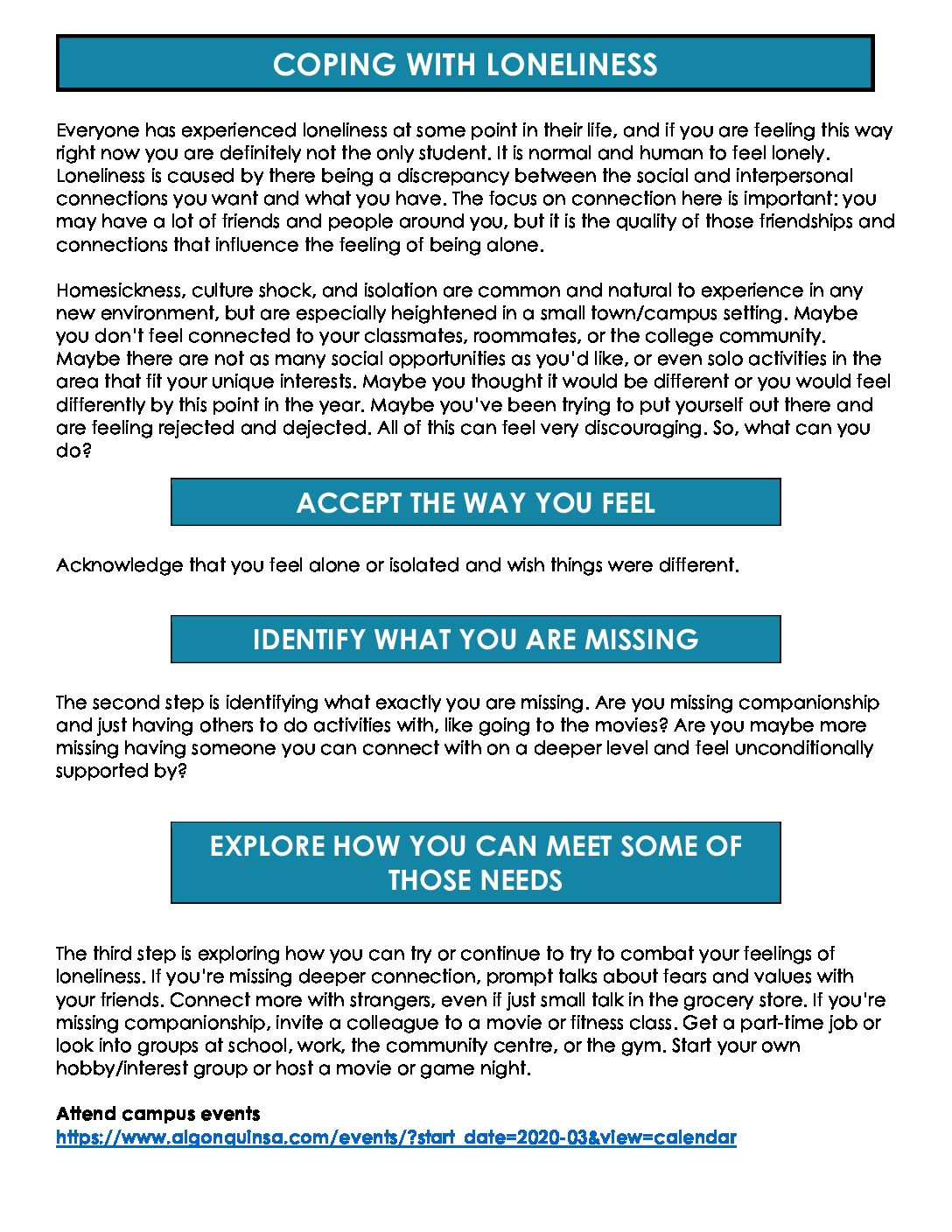 COPING WITH LONELINESS - Pembroke Campus